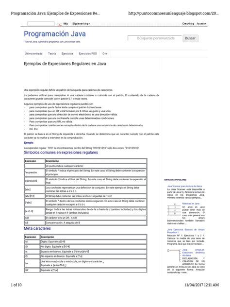 regex pdf expresión regular java lenguaje de programación