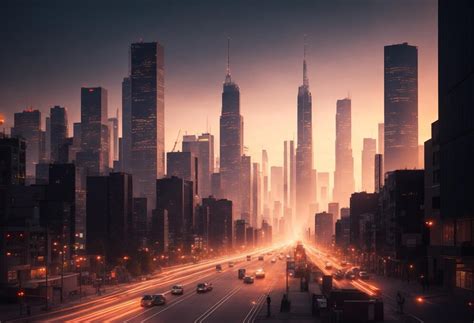 Premium Photo City Skyline At Dusk