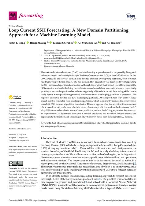 Pdf Loop Current Ssh Forecasting A New Domain Partitioning Approach For A Machine Learning Model
