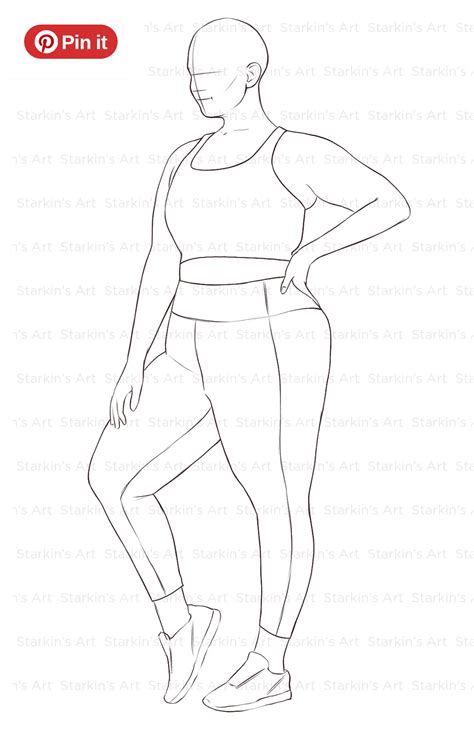 Procreate Stamp Brushes Curvy Women Fitness Poses Etsy Fashion