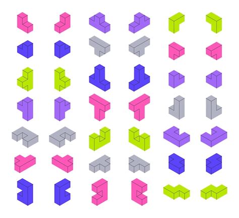 Premium Vector Isometric Geometric Shapes Mosaic 3d Blocks Colorful Puzzle Game Cube Blocks