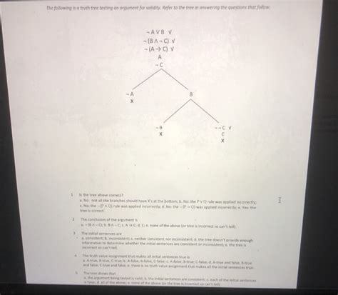 Solved The Following Is A Truth Tree Testing An Argument For Chegg