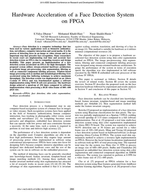 Hardware Acceleration Of A Face Detection System On Fpga Pdf Field