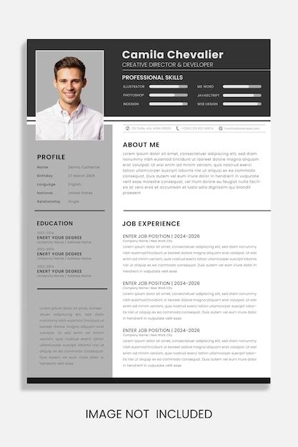 Premium Vector Resume With Infographic Design Stylish Cv Set For Men Clean Vector
