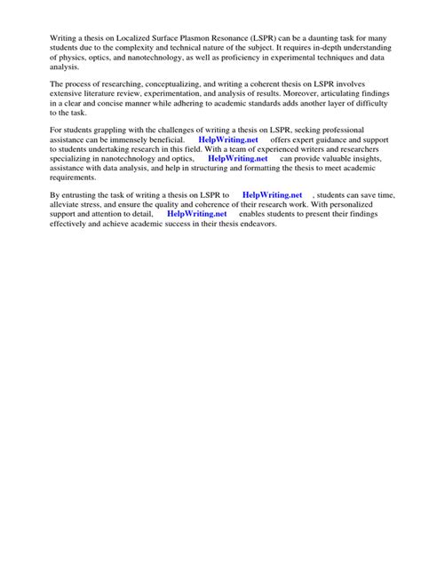 Localized Surface Plasmon Resonance Thesis Pdf Surface Plasmon