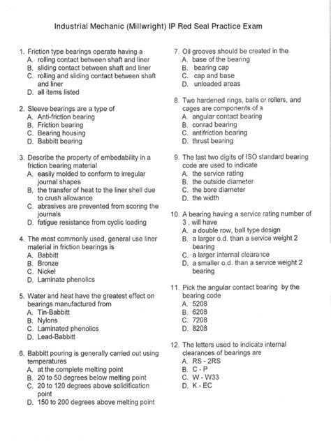 Millwright Questions1 Pdf