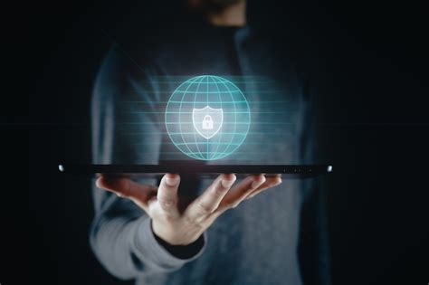 Premium Photo Man Hand Touch On Virtual Screen Padlock Icon Data