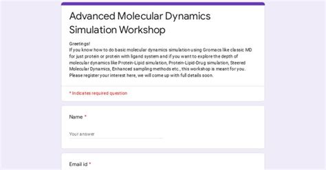 Advanced Molecular Dynamics Simulation Workshop Biocogniz 10 Comments