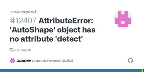 Attributeerror Autoshape Object Has No Attribute Detect · Issue