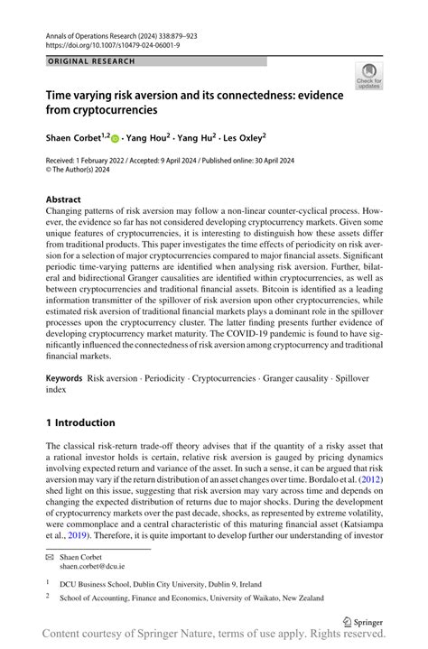 Pdf Time Varying Risk Aversion And Its Connectedness Evidence From Cryptocurrencies