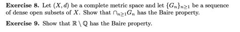 Solved Exercise 8 Let X D Be A Complete Metric Space And Chegg Com