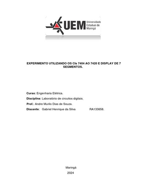 Experimento Com Cis E Dispay De 7 Segmentos Pdf Diodo Emissor De Luz Eletricidade