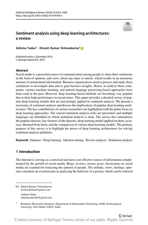 Sentiment Analysis Using Deep Learning Architectures A Review Request PDF
