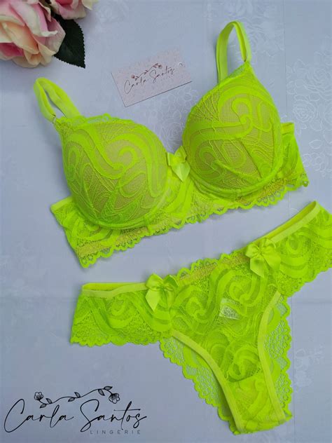Conjunto Leila Amarelo Neon Carla Santos As Melhores Lingeries