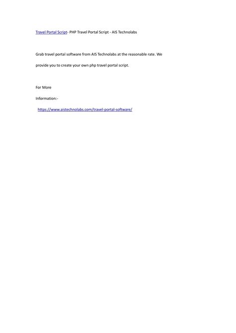 Ppt Travel Portal Software Best Php Travel Portal Script Ais