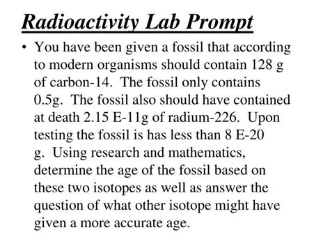 PPT Radioactivity Lab Prompt PowerPoint Presentation Free Download ID 3167670