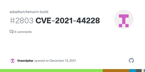 cve 2021 44228 · issue 2803 · adoptium temurin build · github