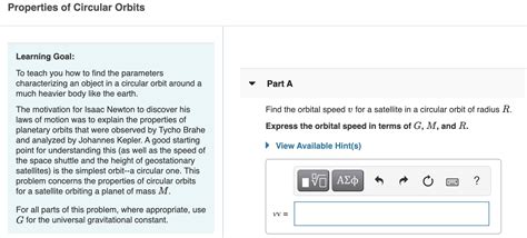 Solved Properties Of Circular Orbits Learning Goal Part A Chegg