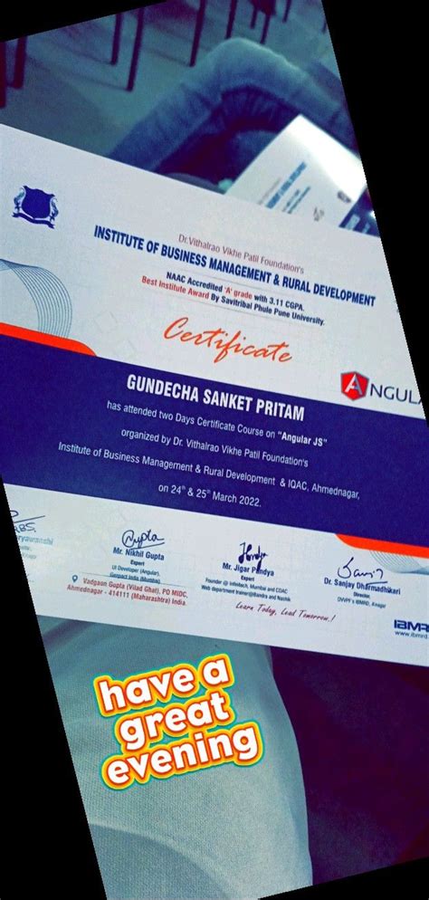 Sgsanket Gundecha On Linkedin Certificate Of Angular Javascript Course In 2 Days Workshop👍