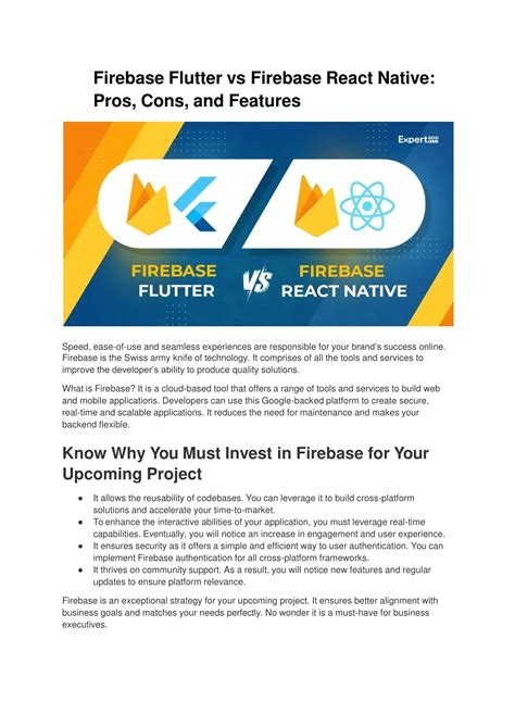 Ppt Firebase Flutter Vs Firebase React Native Pros Cons And