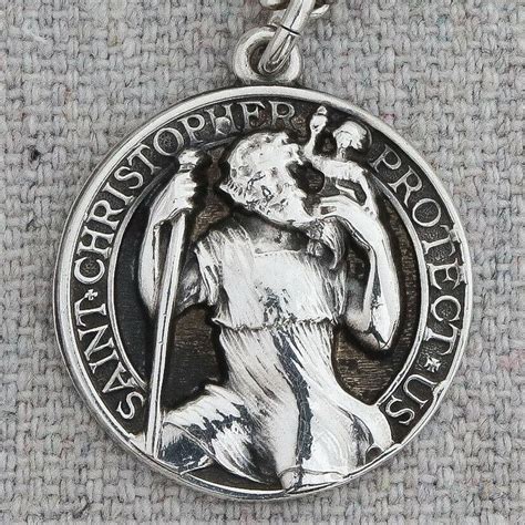 Charles Thomae Sterling Silver Saint St Christopher Pendant Long Thick