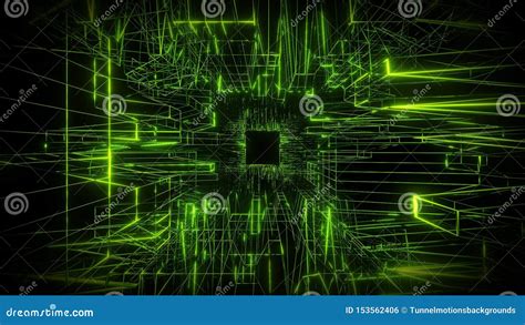 Green Wireframe Visual Design Background 3d Rendering Stock