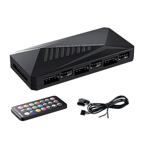 6p Argb 6 Way Splitter 5v 3pin Fan Controller Hub Sata Powered 4pin Pwm Magnetic Standoff Hub