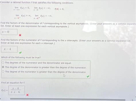 Solved Consider A Rational Function F That Satisfies The Chegg