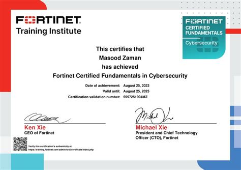 Masood Zaman On Linkedin Fortinetcertifiedfundamentalsincybersecurity