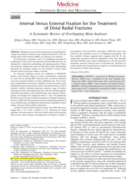 Pdf Internal Versus External Fixation For The Treatment Of Distal Radial Fractures