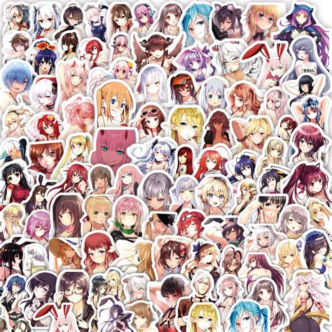 100pcs Kawaii Anime Girl Stickers For Water Bottles Vinyl Waterproof Sexy Anime Girl