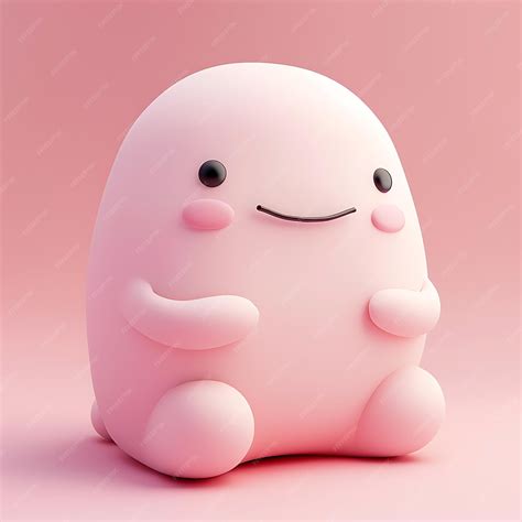 Cute Pink Blob Character With A Friendly Smile Premium Ai Generated Image