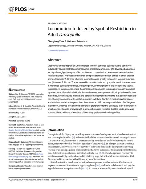 Pdf Locomotion Induced By Spatial Restriction In Adult Drosophila