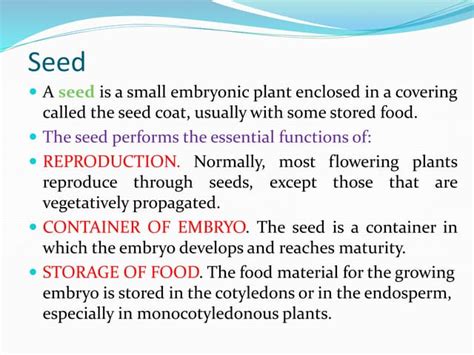 Importance Of Seed Seed Structure And Function ”pptx
