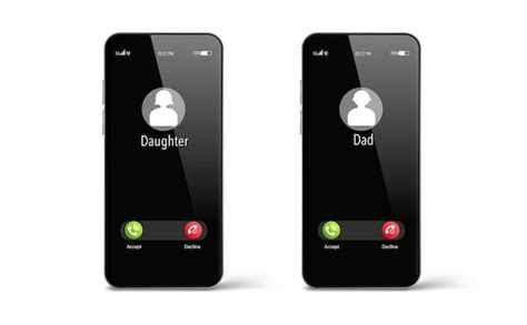 Premium Vector Incoming Call Screen On Smartphone Daughter Dad Interface Accept Reject Buttons