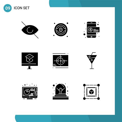 Solid Glyph Pack Of 9 Universal Symbols Of Numbers Film Mobile Payment School Learning Editable