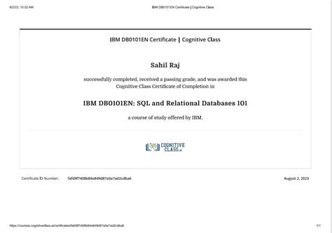 Sahil Raj On Linkedin Sql Relationaldatabases Dataanalysis Ibm Cognitiveclass