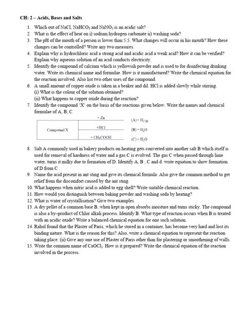 Assignment Class 10 Download Free Pdf Acid Hydrochloric Acid