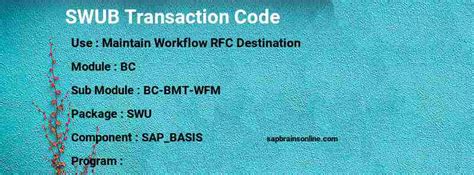 Swub Sap Tcode For Maintain Workflow Rfc Destination