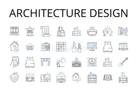 Architecture Design Line Icons Collection Building Design Structural Engineering Urban