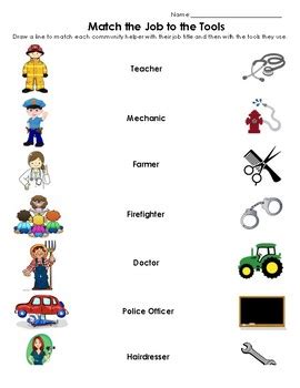 Community Helpers And Their Tools Worksheets