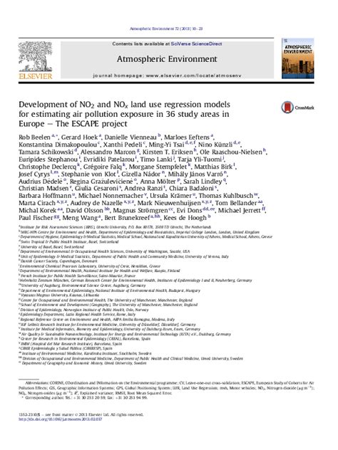 Pdf Development Of No2 And Nox Land Use Regression Models For Estimating Air Pollution