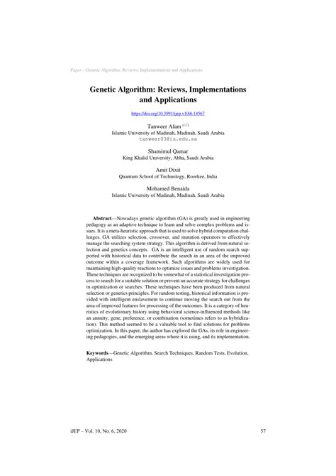 Pdf Genetic Algorithm Reviews Implementations And Applications