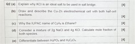 Solved Q2 A Explain Why Kcl Is An Ideal Salt To Be Used In
