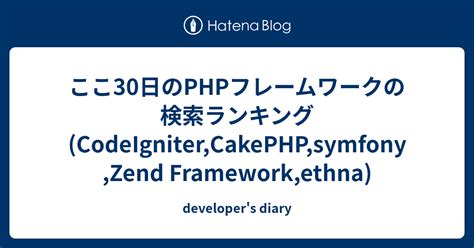 ここ30日のphpフレームワークの検索ランキング codeigniter cakephp symfony zend framework