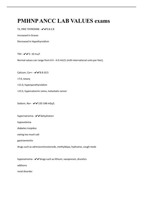 pmhnp ancc lab values exams pmhnp stuvia uk