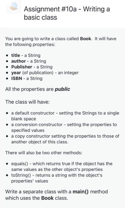 Solved Assignment 10a Writing A Basic Class You Are
