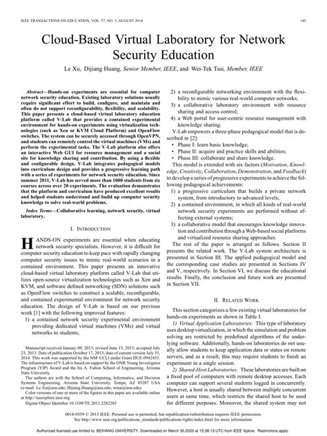 pdf cloud based virtual laboratory for network security education