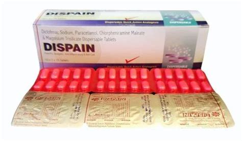 Diclofenac Sodium Paracetamol Chlorpheniramine Maleate Magnisium Trisilicate Dispersable Tablets