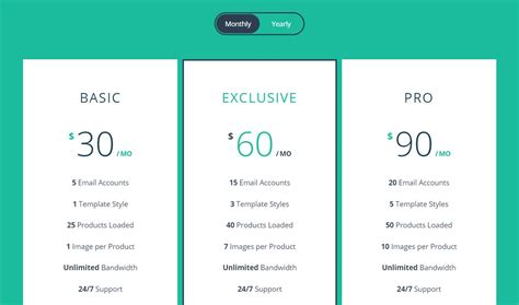 20 html css pricing table examples onaircode